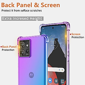 DFTCVBN Phone Case for Moto ThinkPhone Case, ThinkPhone 5G Case with HD Screen Protector, Crystal Rainbow Gradient Slim Clear Phone Cover TPU Back Protective Case for Motorola ThinkPhone Purple/Blue