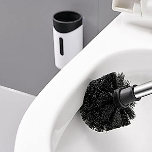 Plastic Toilet Bowl Brush Stainless Steel Long Handle Toilet Brush Wall Mounted Toilet Cleaner Brush with Stand Easy Install