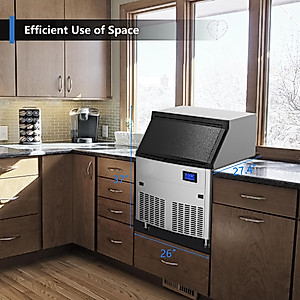 Coolake Commercial Ice Maker Machine 360lbs/24H, ETL Approved Under Counter Ice Maker, 120lbs Storage, Stainless Steel Ice Machine, Upgraded Water Filter Reduce Scale for Home Bar Restaurant Office