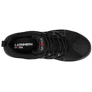 LARNMERN Steel Toe Shoes for Men Lightweight Safety Shoes Work Air Cushion Construction Zapatos Punta de Acero para Hombres (10, Dark Black)