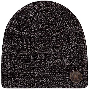 Hurley Men's Winter Hat - Loose Knit Marled Beanie, Black
