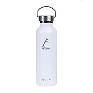 Atakama Outdoor - Thermal Bottle Petrohues Bagrecito “Fish Edition” Black 21 Oz Capacity | Maintains heat for up to12 hours and cold for up to 24 hours | stainless steel water bottles, White