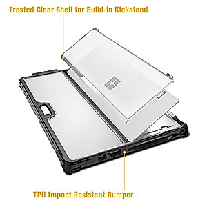 Fintie Hard Case for Microsoft Surface Pro 7 Plus/Pro 7/ Pro 6/ Pro 5/ Pro LTE, Shockproof Folio Protective Rugged Cover Compatible with Type Cover Keyboard + Original Kickstand (Frost Clear)