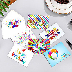 Birthday Cards Bulk, 50 Large 4x6 Inch Assorted Greeting Notes with Envelopes and Stickers, 10 Unique Designs, Thick Card Stock Box Set, Blank Inside