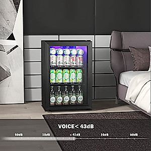 COWSAR Mini Fridge 2.4 Cu.Ft Beverage Refrigerator Small Wine Fridge 17 inch Wine Cooler Wine and Beer Fridge with Glass Door for Office Bedroom