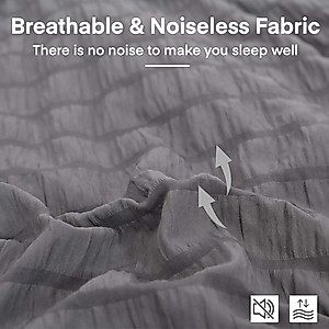 AveLom Seersucker Queen Comforter Set (90x90 inches), 3 Pieces- 100% Soft Washed Microfiber Lightweight Comforter with 2 Pillowcases, All Season Down Alternative Comforter Set for Bedding, Grey