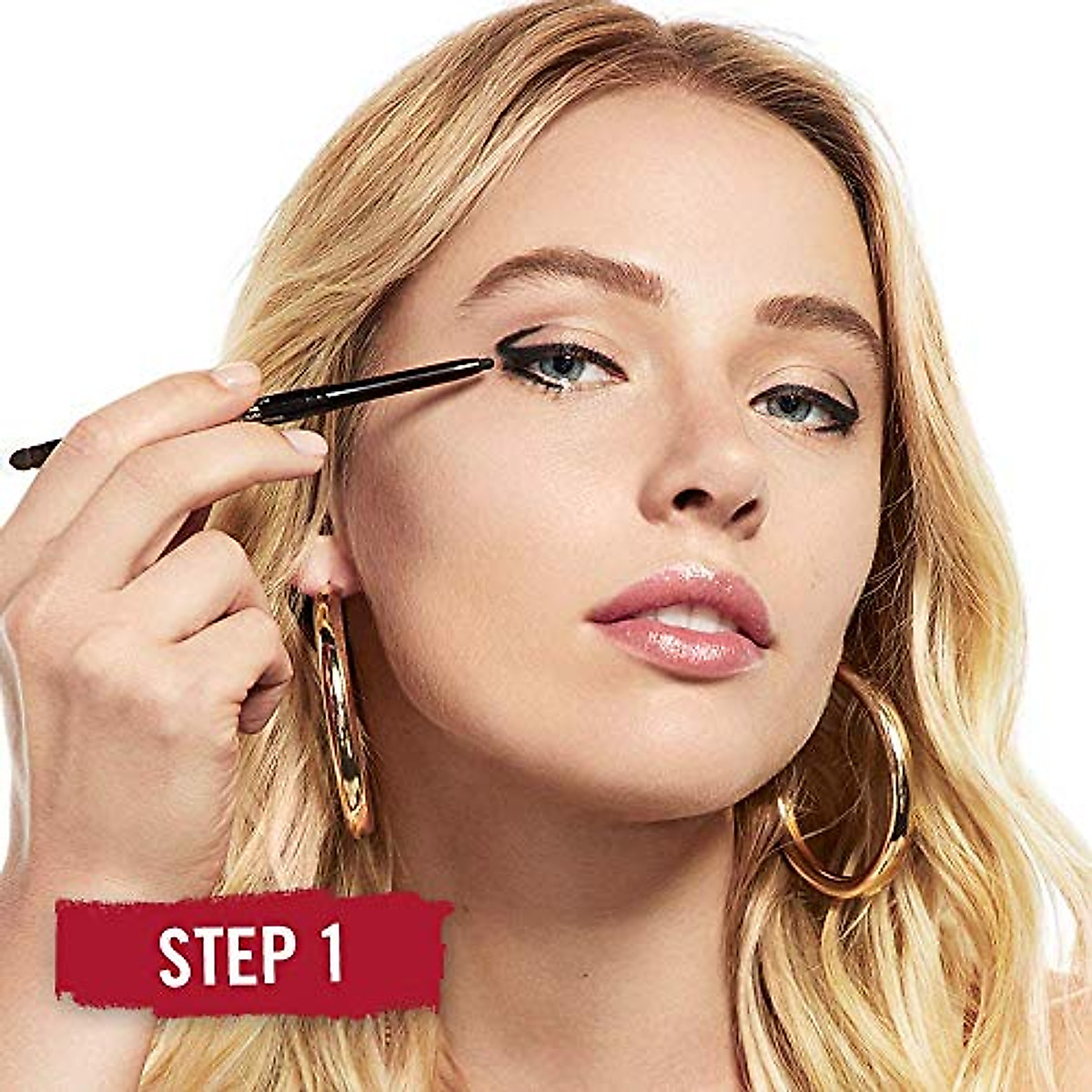 Rimmel London Exaggerate Waterproof Eye Definer Eyeliner, Highly Pigmented, Long-Wearing, Built-In Smudger, 262, Blackest Black, 0.01oz