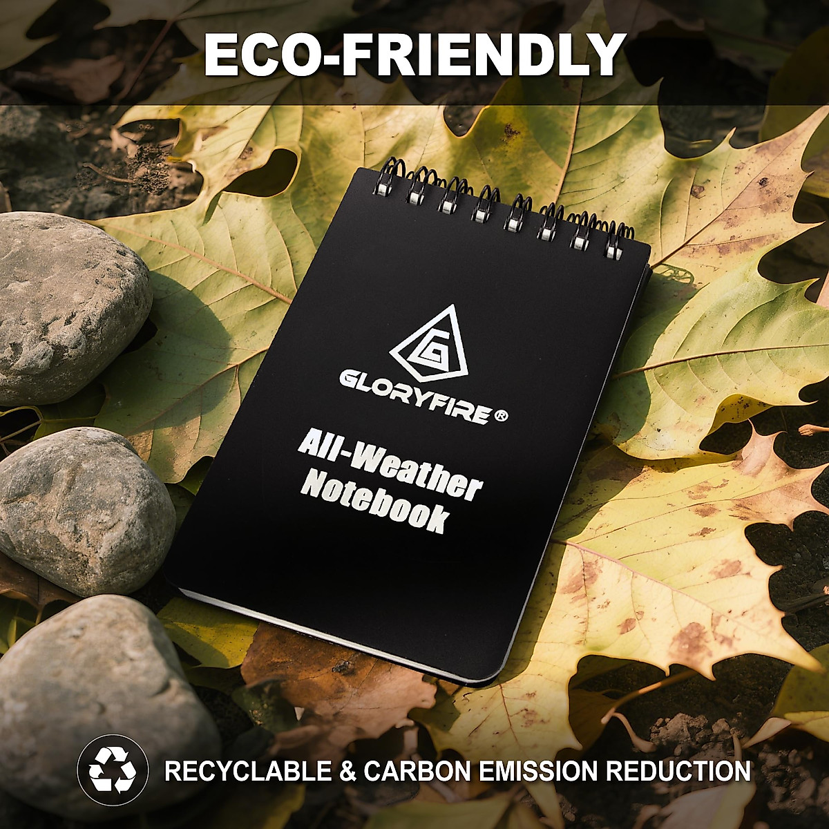 GLORYFIRE Waterproof Notebook All Weather Shower Pocket Tactical Notepad with Cover Steno Pad Memo Book (black 5pcs)