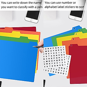 25 Pieces Top Tab File Guides Set Letter Size File Cabinet Dividers with Alphabet 1/5-Cut Tab File Drawer Guides Plastic File Organizer Guides for Office Business Classroom