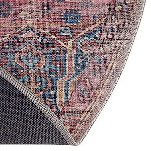 Rugs.com Maahru Collection Washable Rug – 2' x 3' Oval Rust Red Low-Pile Rug Perfect for Living Rooms, Large Dining Rooms, Open Floorplans