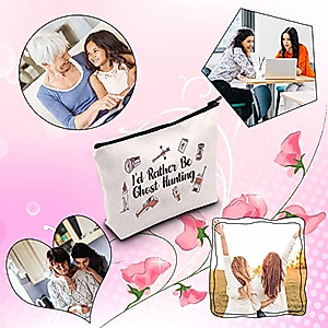 TSOTMO Paranormal Investigator Ghost Lover Merch I’d Rather Be Ghost Hunting Zipper Pouch Makeup Bag (Ghost Hunting)