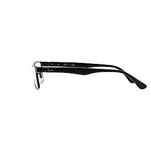 Ray-Ban RX6238 Square Prescription Eyeglass Frames, Black/Demo Lens, 55 mm