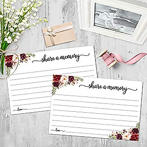 321Done Share a Memory Card (50 Cards) 4" x 6" Floral Red Roses - for Wedding Memorial Funeral Graduation Bridal Shower Celebration of Life Birthday Anniversary - Made in USA - White