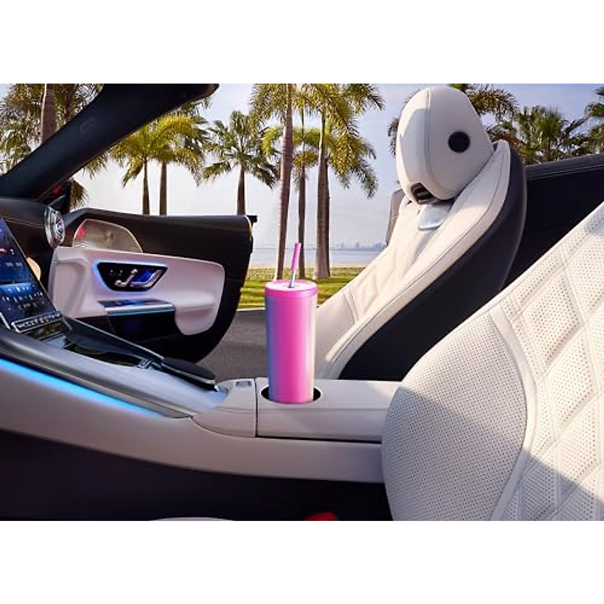 Meoky 30 oz Insulated Tumbler with Lid and Straw, Stainless Steel Vacuum Insulated Tumbler, Keeps Cold for 24 Hours, 100% Leak Proof, Fits in Car Cup Holder (Carnival)