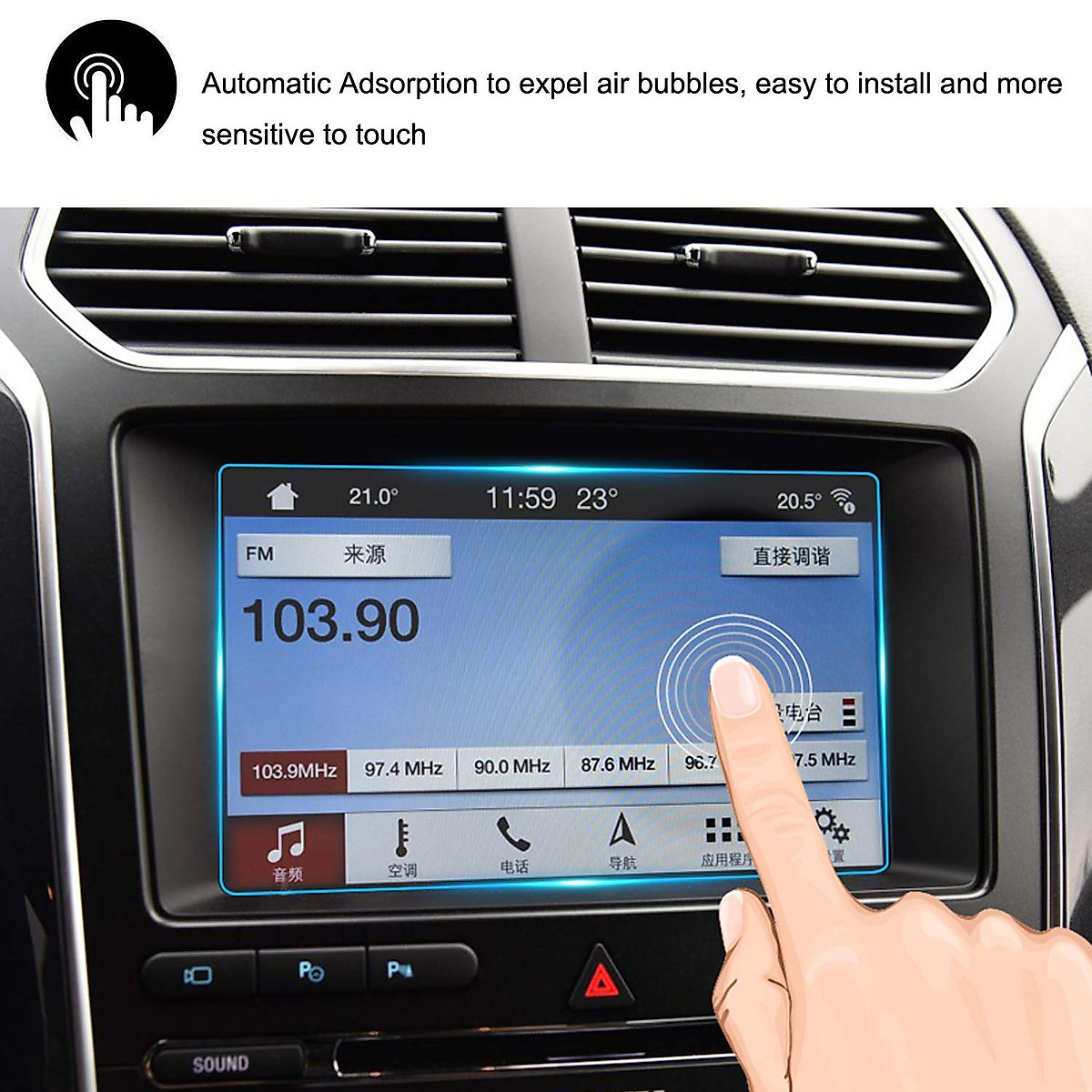 HeyMoly Compatible With 2013-2024 Ford Tempered Glass Screen Protector 8 Inch, 9H Car Navigation Display Protector, F-150 F250 F350 F450 Sync2 Sync3 Escape Expedition