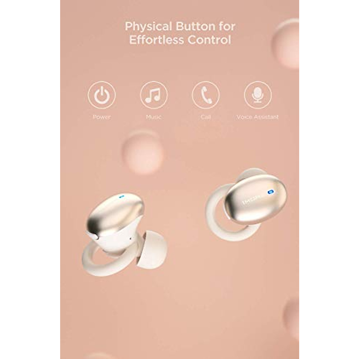 1MORE Stylish True Wireless in-Ear Headphones - Bluetooth - 6.5 Hours of Battery - 15-Minute Quick Charge for 3 Hours of Use – Portable Charging Headphone Case Included - Gold (Renewed)