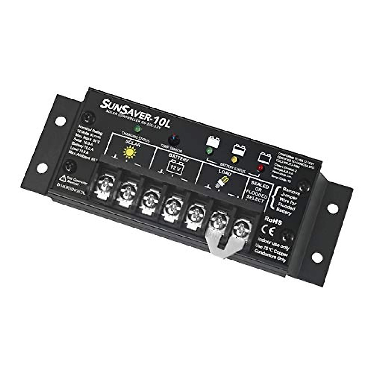 Morningstar SunSaver 10A PWM Solar Charge Controller 12V Batteries LVD, Solar Panel Controller Battery Controller Solar Controller 12V, Lowest Fail Rate Charge Controllers for Solar Panels