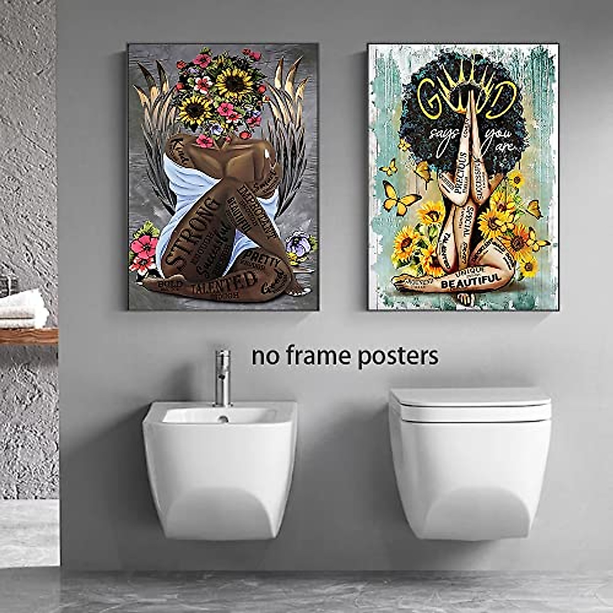 African American King And Queen Wall Art Decor Afro Women Portrait Abstract Canvas Paintings Pictures Prints Bathroom Artwork Posters For men Wall Bedroom Decor For Couples Living Room (No Frame Black Woman, 16x24in(40x60cm))