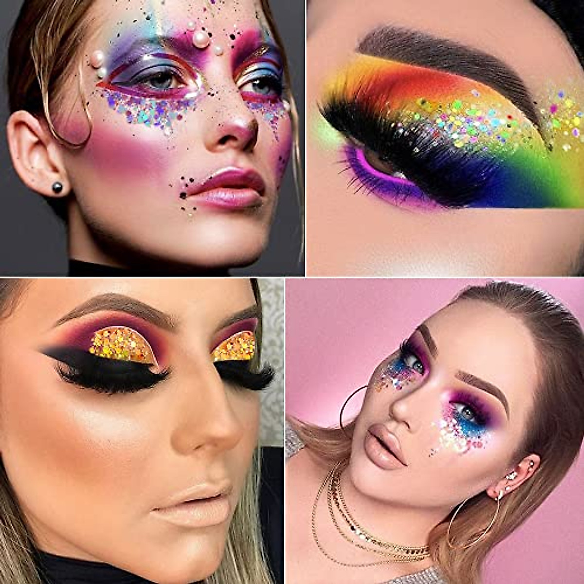 Body Face Glitter Gel SUPGIFT 5 Colors 7.8oz Holographic Chunky Chameleon Liquid Glitter Sequins Glue for Makeup Eyeshadow Hair Nail Slime Craft Resin with Spoon