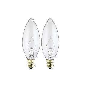 Westinghouse 4027 60-Watt, B10 Decorative Ceiling Fan Bulb, Candelabra Base, Clear, 2-Pack