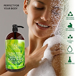 Dead Sea Collection Tea Tree Body Wash for Women and Men - with Pure Dead Sea Minerals and Tea Tree Oil - Cleanses and Moisturizes Skin - Pack of 2 (67.6 fl. oz)