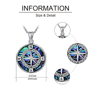 YAFEINI Compass Necklace Sterling Silver Compass Pendant Jewelry Gifts for Women (Compass)