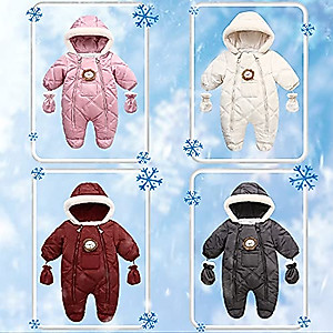 Fairy Baby Infant Baby Winter Snowsuit Coat Romper Hoodied Footie Outwear Warm Jumpsuit for Girls Boys 6-9 Months
