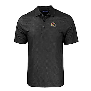 Cutter & Buck Men's Black San Francisco 49ers Helmet Big & Tall Pike Eco Tonal Geo Print Stretch Recycled Polo