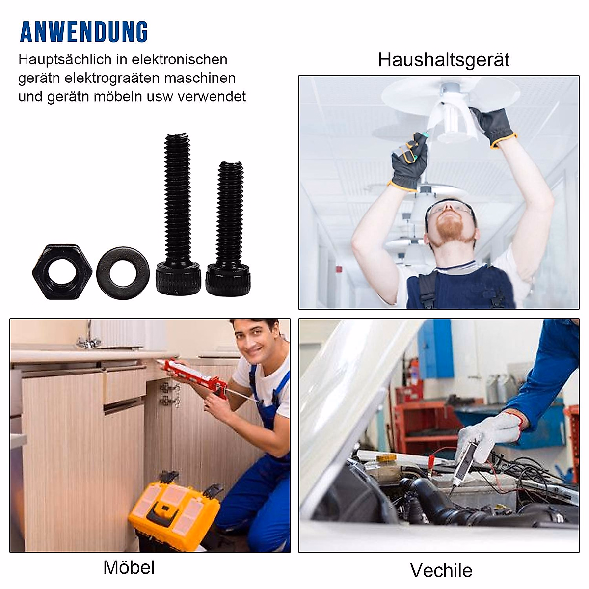 NINDEJIN M2 M3 M4 M5 Hex Socket Head Cap Screw Bolts Nuts and Washer Assortment Kit, 1060 PCS Black Machine Screws Set, 12.9 Carbon Steel Metric Small Parts with 4 Pieces Allen Wrenches