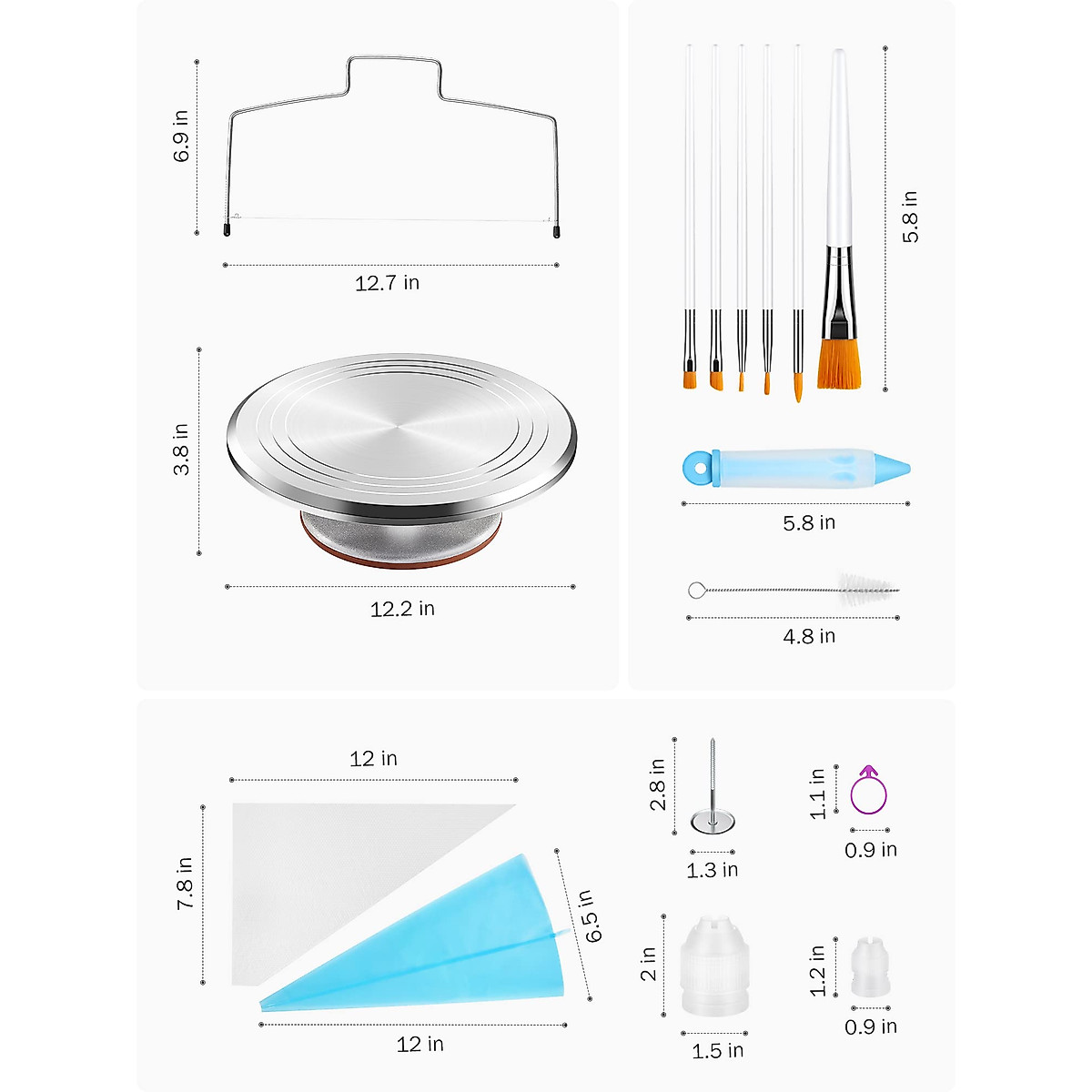 Kootek 177 Pcs Cake Decorating Kits and Cake Boards Drum 12 Inch