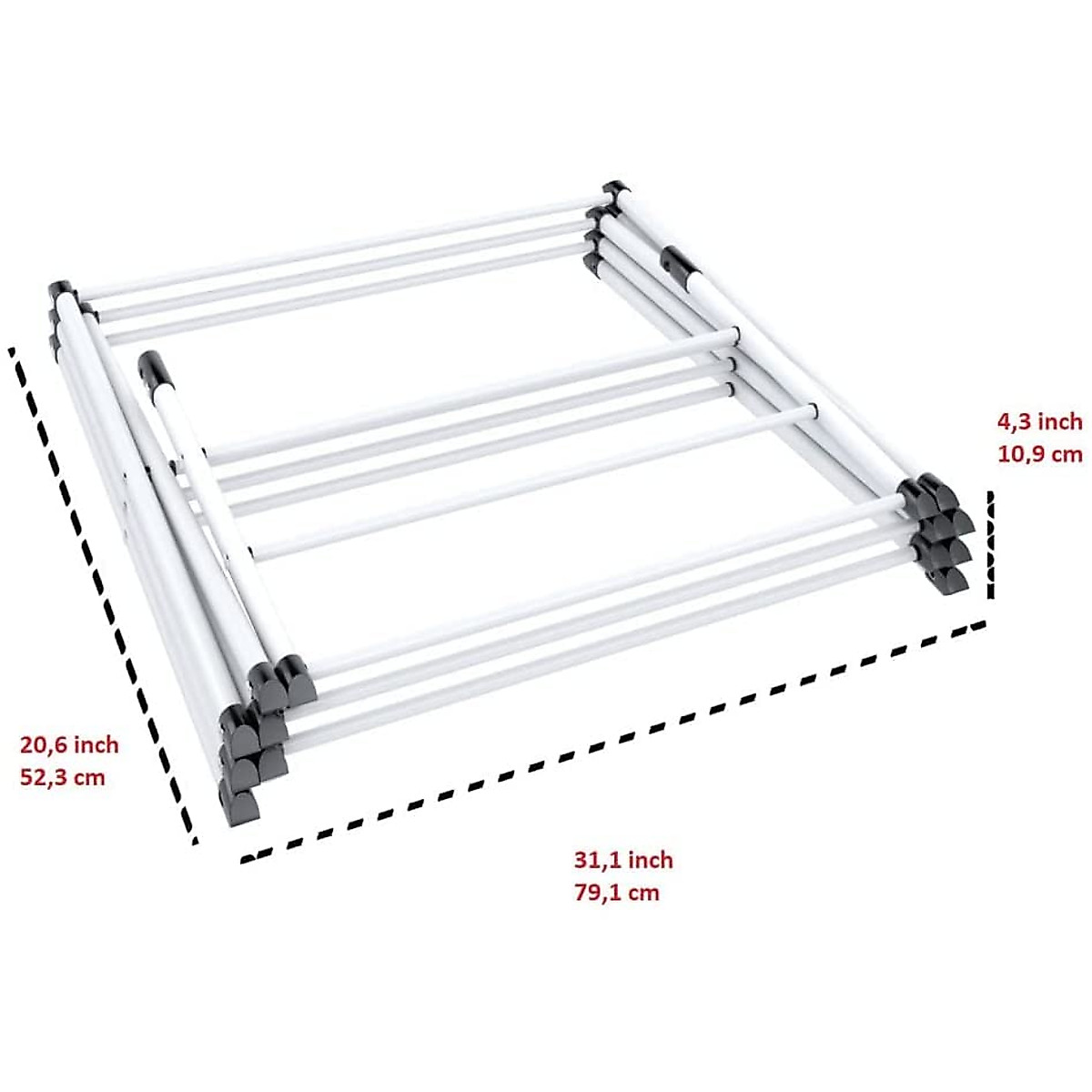 YBM HOME 3-Tier Collapsing Foldable Laundry Rack for Air Drying Clothing, Lightweight Metal, White, 1589-21vc, 31.1'' Widthx41.5'' Heightx13.7'' Length