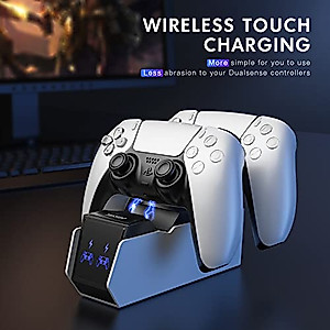 TESSGO PS 5 Dual Controller Charging Station with LED Indicators, PS 5 Charger with Fast Charging USB Cable