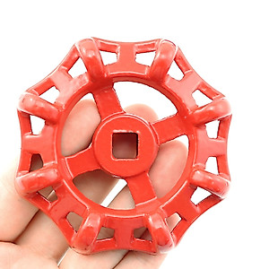 PZRT Cast Iron Outside Faucet Round Wheel Handle, Hose Bib Water Spigot 8x8mm, Red