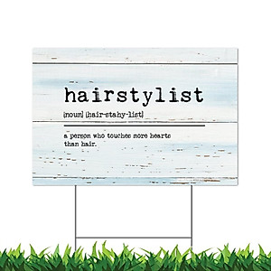 Signs Board Hairstylist Word Description Corrugated Sign House Warming Gift Inspirational Saying for Garage Sales Rent Open House Construction 12"x18"