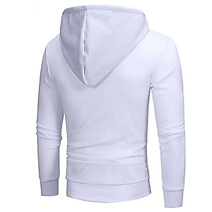 Maiyifu-GJ Men Long Sleeve Diagonal Zipper Hoodie Drawstring Side Zipper Hooded Coat Slim Fit Muscle Bodybuilding Zip Jackets (White,3X-Large)
