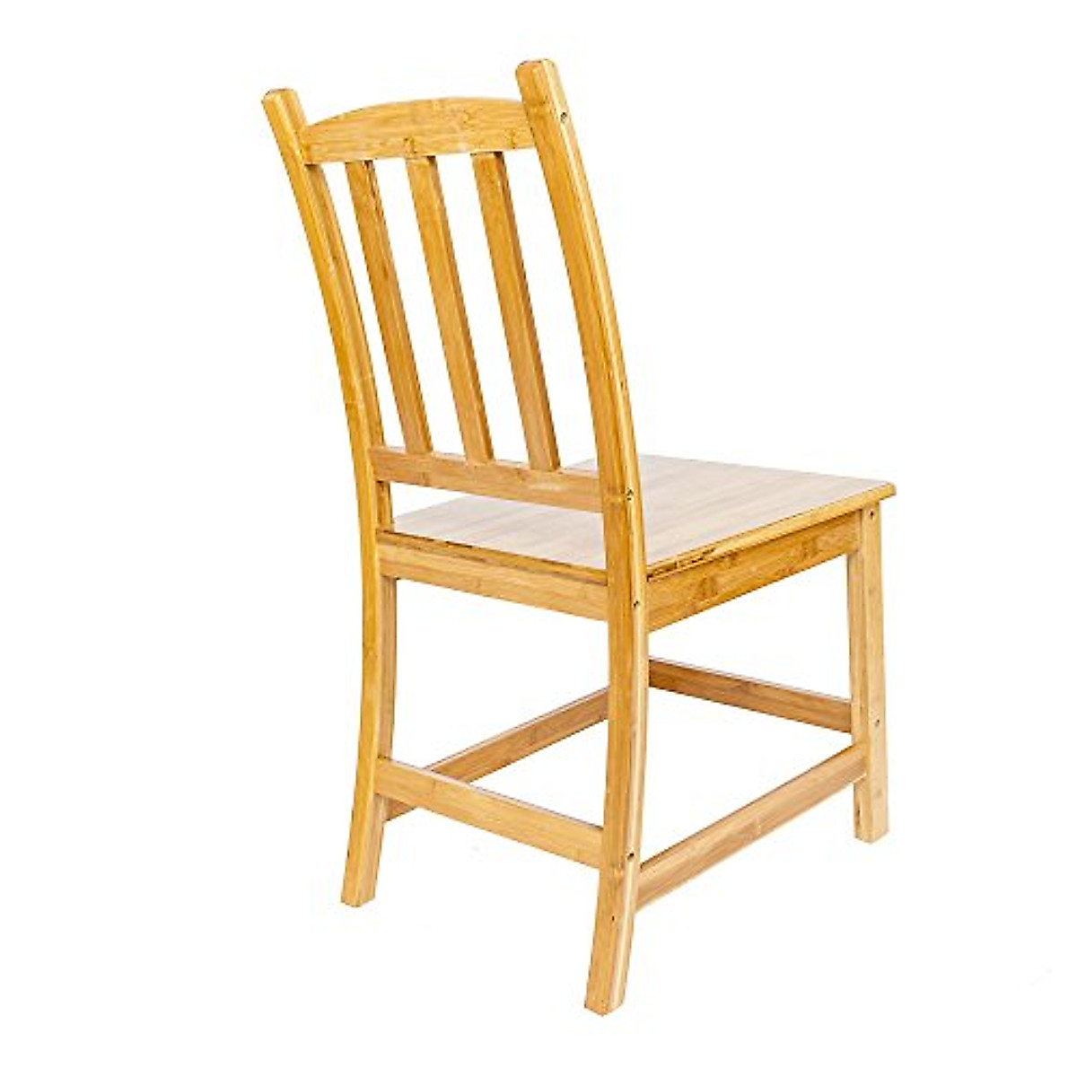 2pcs Bamboo Dining Chairs Simple Design Wooden Bedroom Study Chairs High-Back Wood Natural Color