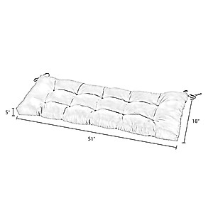 Greendale Home Fashions Outdoor 51x18-inch Bench Cushion, Set of 1, Tropical White