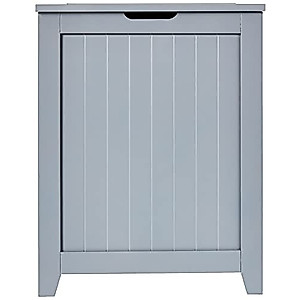 Redmon 18'' x 11.25'' x 23.25'' Contemporary Country Wainscot Style Wooden Clothes Hamper for Bedroom, Bathroom, and Laundry Room, Grey