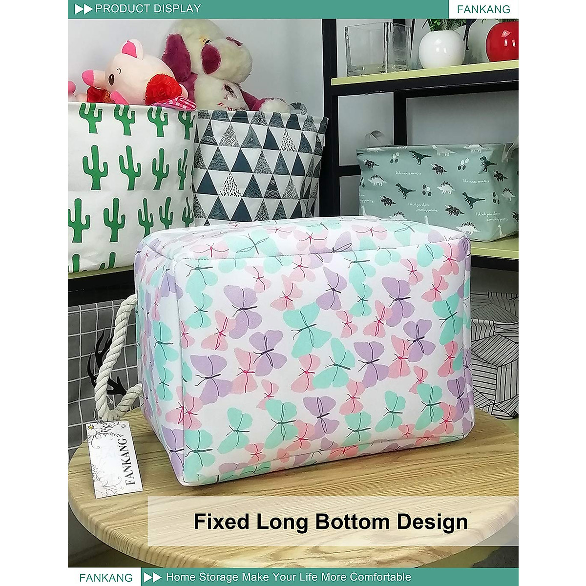 FANKANG Rectangular Laundry Basket Nursery Storage Fabric Storage Bin Storage Hamper,Gift Baskets (Butterfly)