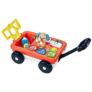 Fisher-Price Laugh & Learn Song & Story Learning Chair, Green & Laugh & Learn Pull & Play Learning Wagon, Pull-Toy Wagon with Music, Lights, and Learning Songs for Babies & Toddlers Ages 6-36 Months