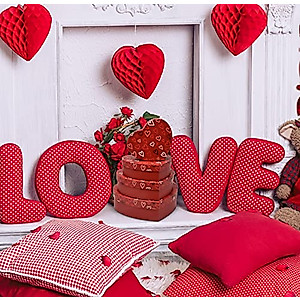 Valentine's Day Heart Shaped Gift Boxes 4 Pack Red Valentine Hearts Treat Box with Lids Valentines Nesting Cardboard Cookie Box for Gift Giving Holiday Decorative Easy Present Wrapping & Packaging