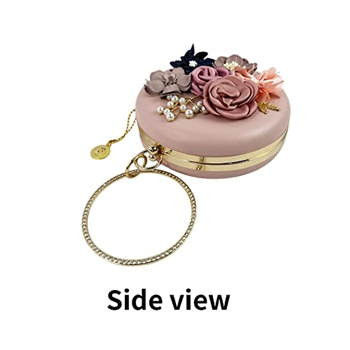 shiiriin | Women’s 3D Nude Pink Floral Clutch Purse Hand Bag | Handmade with Pearl | Bridal Wedding Daytime Evening Party (Nude Pink)