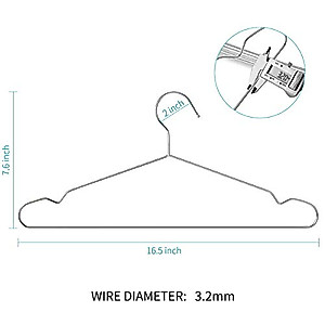 FSUTEG Coat Hangers, 40 Pack Wire Hangers Stainless Steel Metal Hangers Heavy Duty Hangers, Ultra Thin Clothes Hangers 16.5in