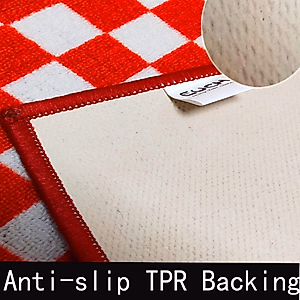 EUCH 2 Piece Carpet Rubber Backing Non-Slip Kitchen Mat Doormat Area Rugs (Red, 17"x23"+17"x47")