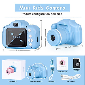 Kids Digital Camera,NINE CUBE Little Toy Camera for Boys & Girls 3-7 Years Old, Children Long Lens Digital Video Camera for Kids Gifts, Blue Camcorder with 32G SD Memory Card