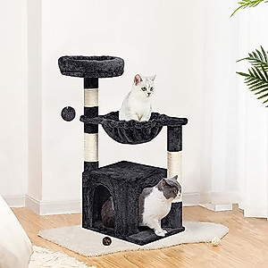 HOOBRO Small Cat Tree Tower with Luxury Condo, Basket Hammock for Indoor Kittens with Scratching Posts, Kittens Pet Activity Tree Play House Furniture, Toy Furball on Top, Stable and Firm GY07CT03
