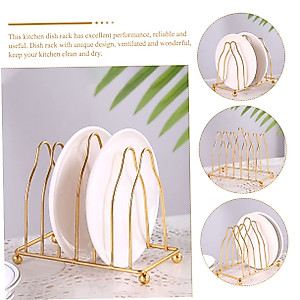 Operitacx Plate Racks Metal Dish Rack Pot Lid Holder Plate Stand Kitchen Cabinet Organizer Drying Rack for Bowl Cup Cutting Board