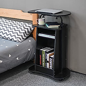 Lectern Podium Stand, Stuffygreenus Mobile Height Adjustable Church Classroom Lecture, Portable Presentation Concert Podium, Standing Laptop Cart with Wheels, Black