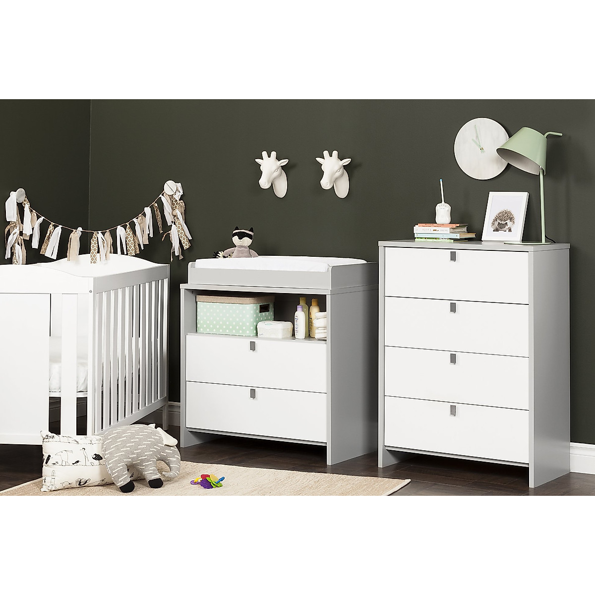 South Shore Cookie 4-Drawer Chest, Soft Gray & Pure White
