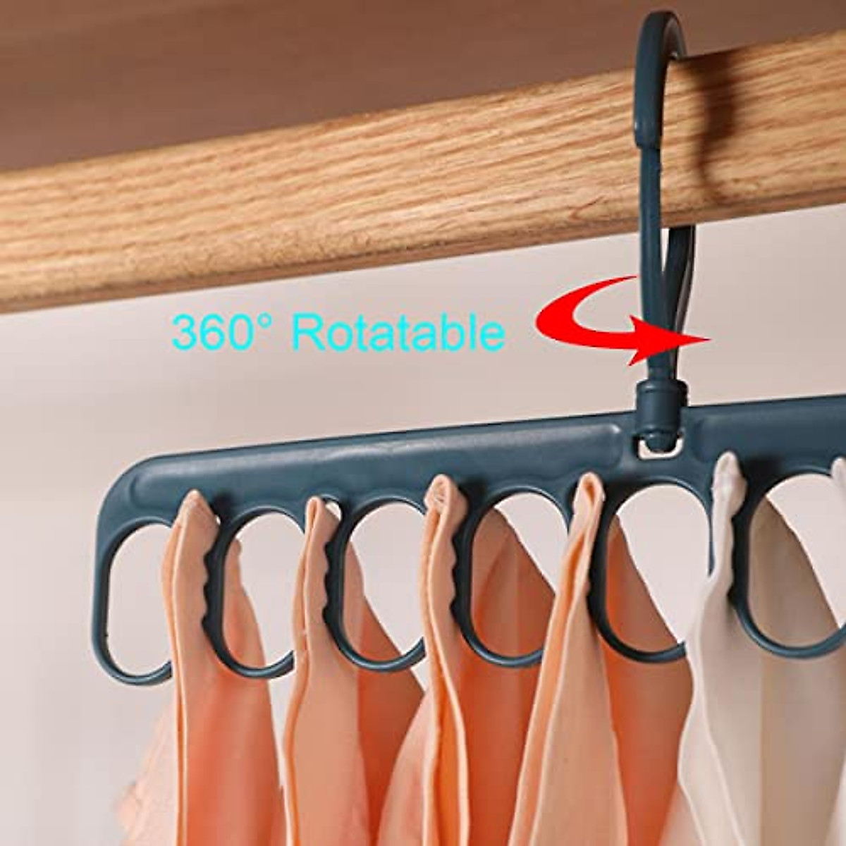 Underwear Sock Hangers for Drying - 6 Pack 360° Rotating Laundry Drying Rack Windproof Underwear Hanger Space Saver Hangers 48 Grips Clothes Drying Racks for Socks, Baby Clothes, Bras, Towel, Scarf